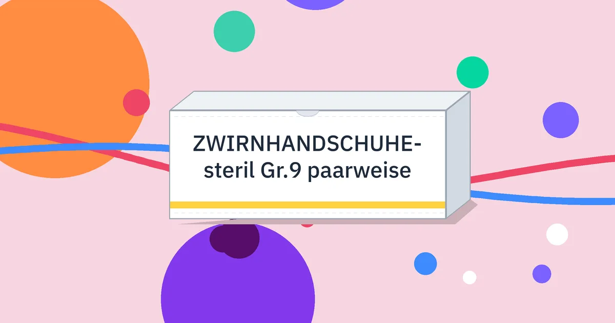 Symbolbild: Packung mit der Aufschrift ZWIRNHANDSCHUHE-steril Gr.9 paarweise (PZN 18397676) – Verfügbarkeit und Bezug in Apotheken in Frankfurt am Main