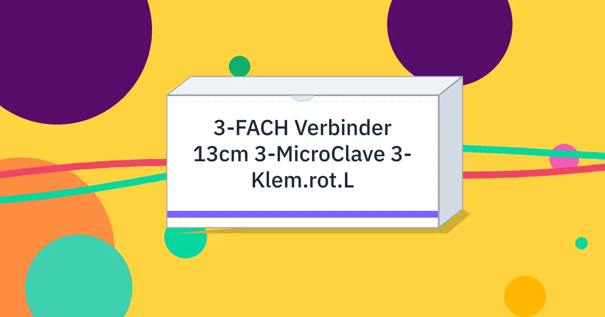 Symbolbild: Packung mit der Aufschrift 3-FACH Verbinder 13cm 3-MicroClave 3-Klem.rot.L (PZN 19514782) – Verfügbarkeit und Bezug in Apotheken in Frankfurt am Main