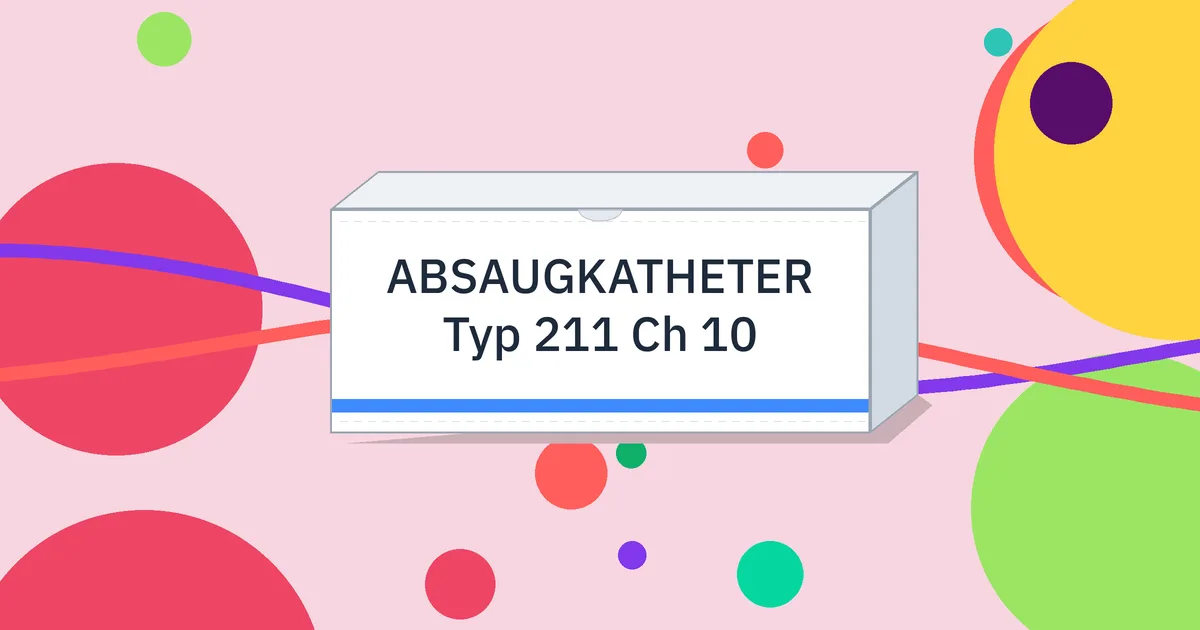 Symbolbild: Packung mit der Aufschrift ABSAUGKATHETER Typ 211 Ch 10 (PZN 07489228) – Verfügbarkeit und Bezug in Apotheken in Frankfurt am Main