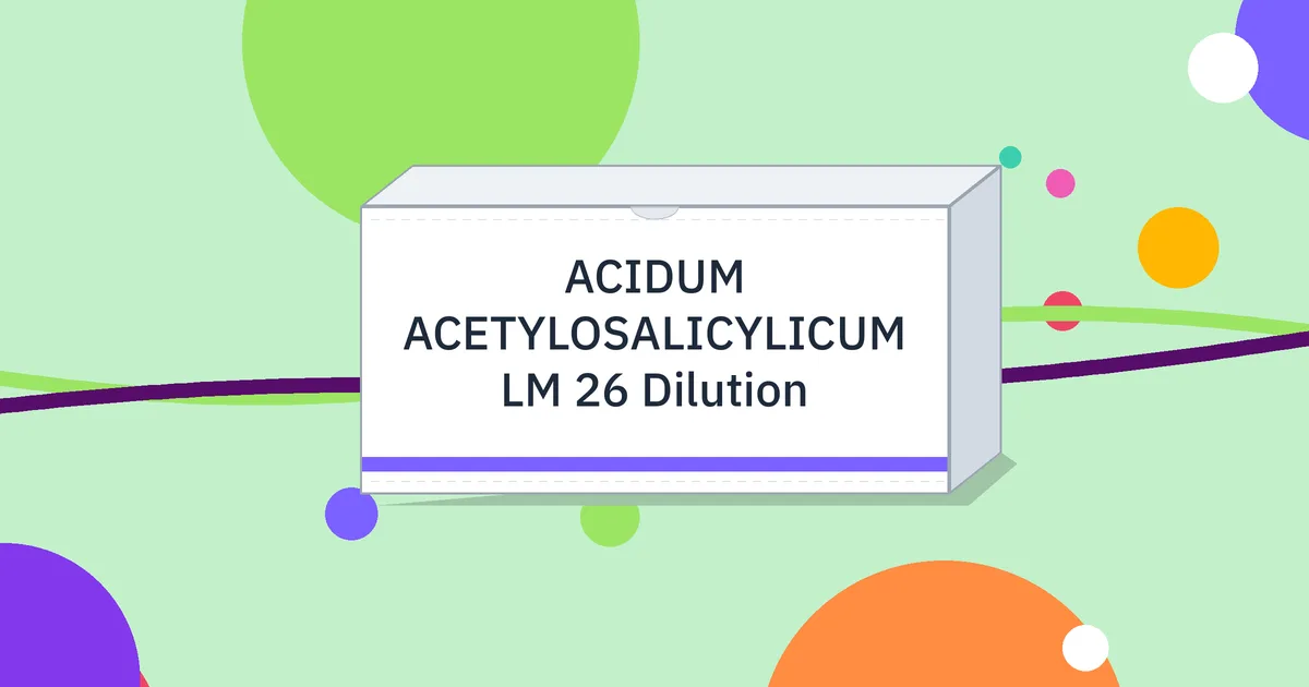 Symbolbild: Packung mit der Aufschrift ACIDUM ACETYLOSALICYLICUM LM 26 Dilution (PZN 13268218) – Verfügbarkeit und Bezug in Apotheken in Frankfurt am Main