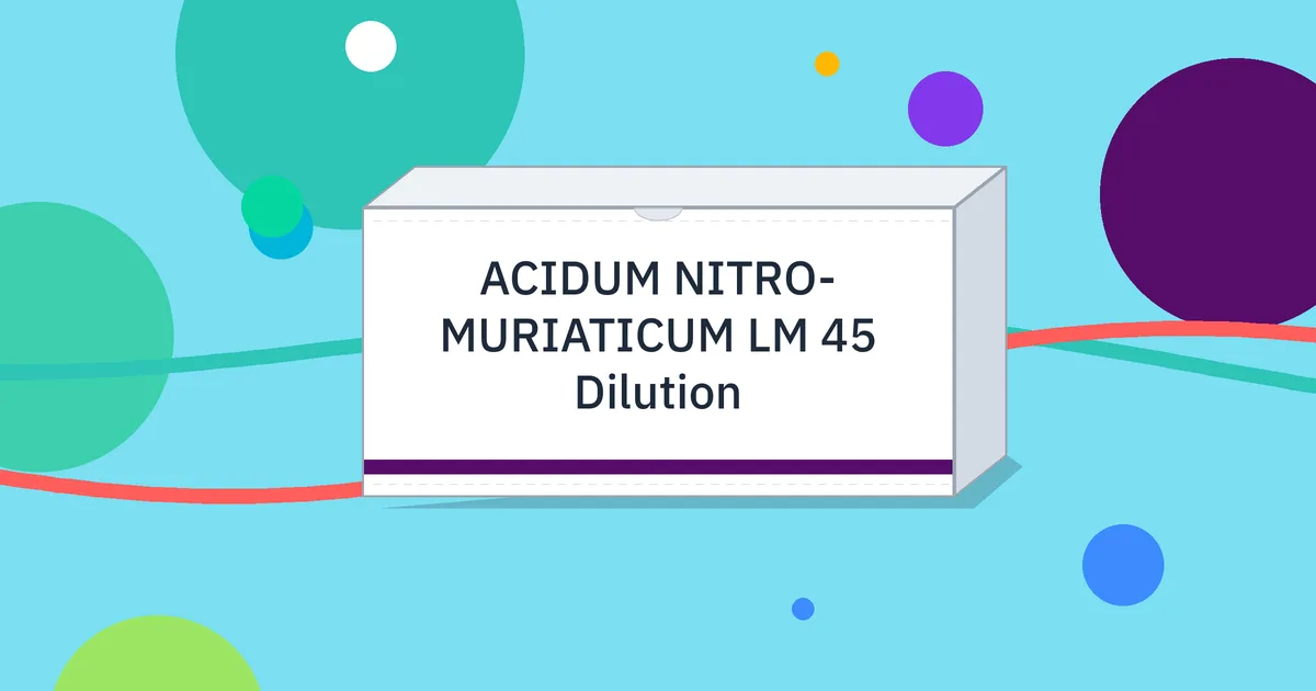 Symbolbild: Packung mit der Aufschrift ACIDUM NITRO-MURIATICUM LM 45 Dilution (PZN 13280627) – Verfügbarkeit und Bezug in Apotheken in Frankfurt am Main