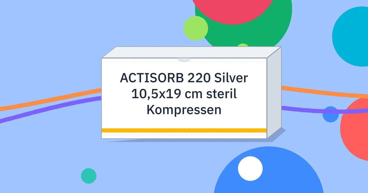 Symbolbild: Packung mit der Aufschrift ACTISORB 220 Silver 10,5x19 cm steril Kompressen (PZN 01098780) – Verfügbarkeit und Bezug in Apotheken in Frankfurt am Main