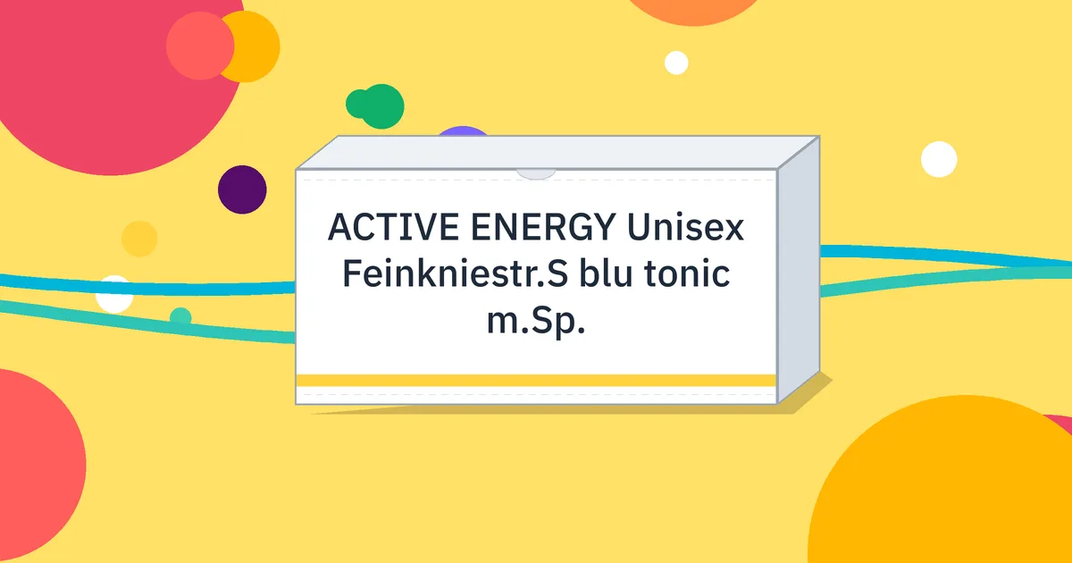 Symbolbild: Packung mit der Aufschrift ACTIVE ENERGY Unisex Feinkniestr.S blu tonic m.Sp. (PZN 16194207) – Verfügbarkeit und Bezug in Apotheken in Frankfurt am Main