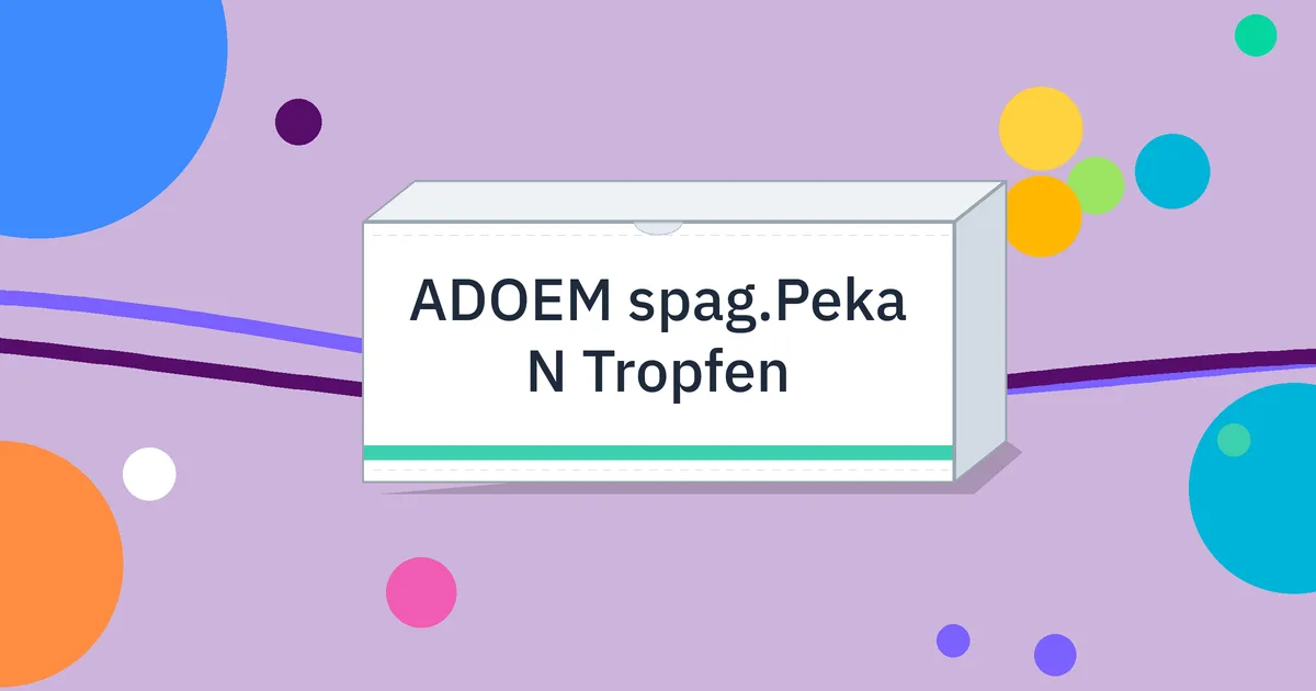 Symbolbild: Packung mit der Aufschrift ADOEM spag.Peka N Tropfen (PZN 03796212) – Verfügbarkeit und Bezug in Apotheken in Frankfurt am Main