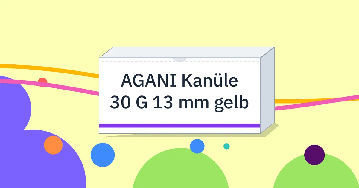 Symbolbild: Packung mit der Aufschrift AGANI Kanüle 30 G 13 mm gelb (PZN 01804054) – Verfügbarkeit und Bezug in Apotheken in Frankfurt am Main