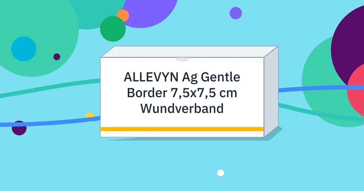Symbolbild: Packung mit der Aufschrift ALLEVYN Ag Gentle Border 7,5x7,5 cm Wundverband (PZN 16013619) – Verfügbarkeit und Bezug in Apotheken in Frankfurt am Main