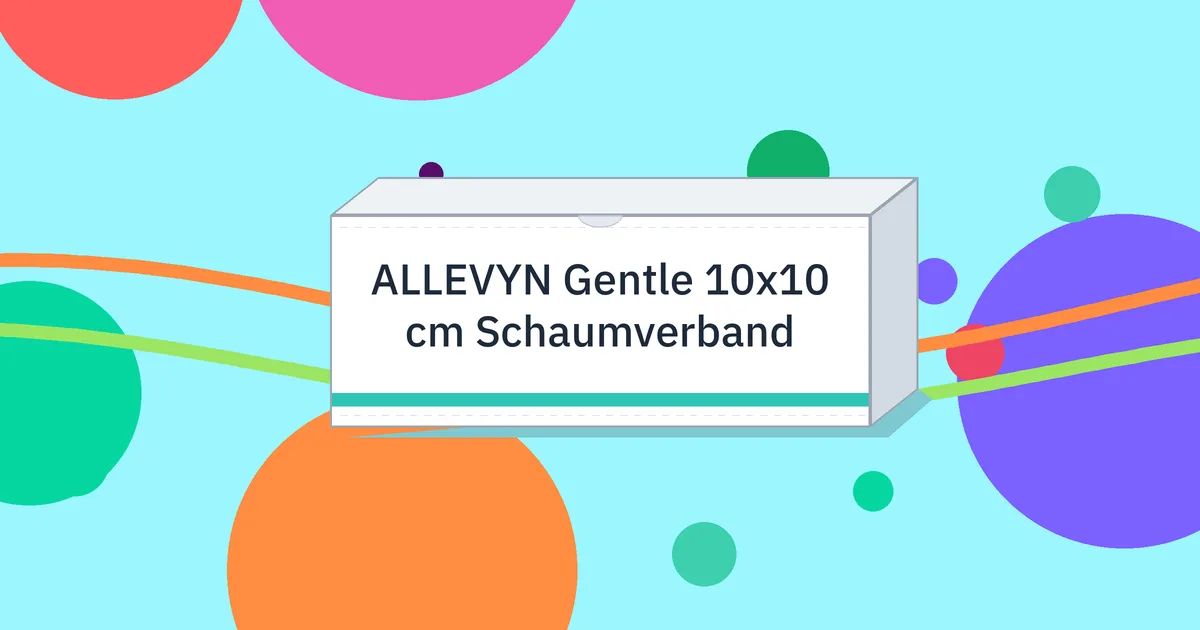 Symbolbild: Packung mit der Aufschrift ALLEVYN Gentle 10x10 cm Schaumverband (PZN 19969040) – Verfügbarkeit und Bezug in Apotheken in Frankfurt am Main