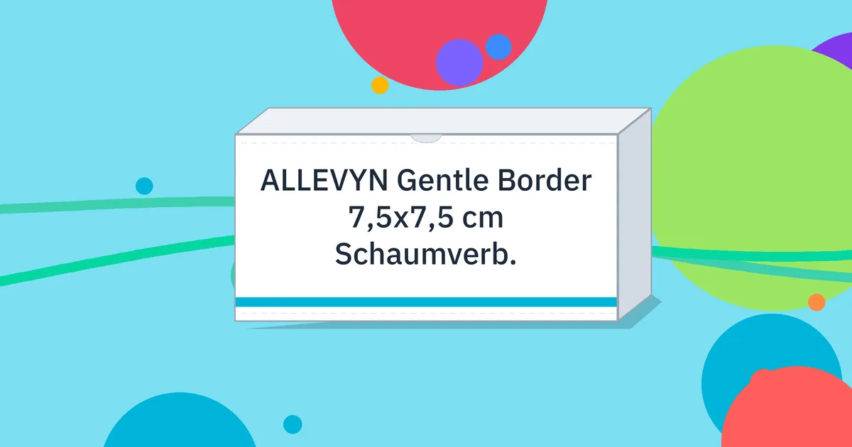 Symbolbild: Packung mit der Aufschrift ALLEVYN Gentle Border 7,5x7,5 cm Schaumverb. (PZN 18034407) – Verfügbarkeit und Bezug in Apotheken in Frankfurt am Main