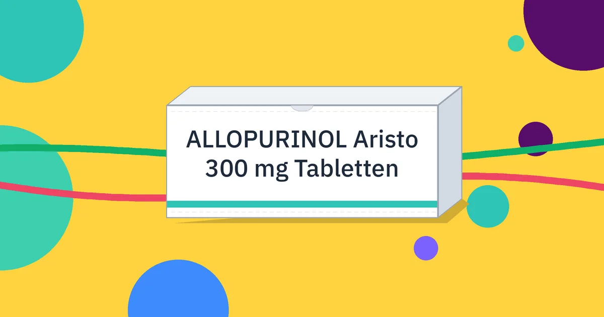 Symbolbild: Packung mit der Aufschrift ALLOPURINOL Aristo 300 mg Tabletten (PZN 17897017) – Verfügbarkeit und Bezug in Apotheken in Frankfurt am Main