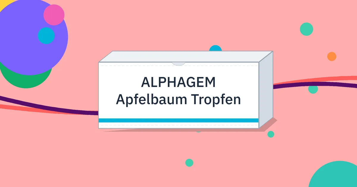 Symbolbild: Packung mit der Aufschrift ALPHAGEM Apfelbaum Tropfen (PZN 20297315) – Verfügbarkeit und Bezug in Apotheken in Frankfurt am Main