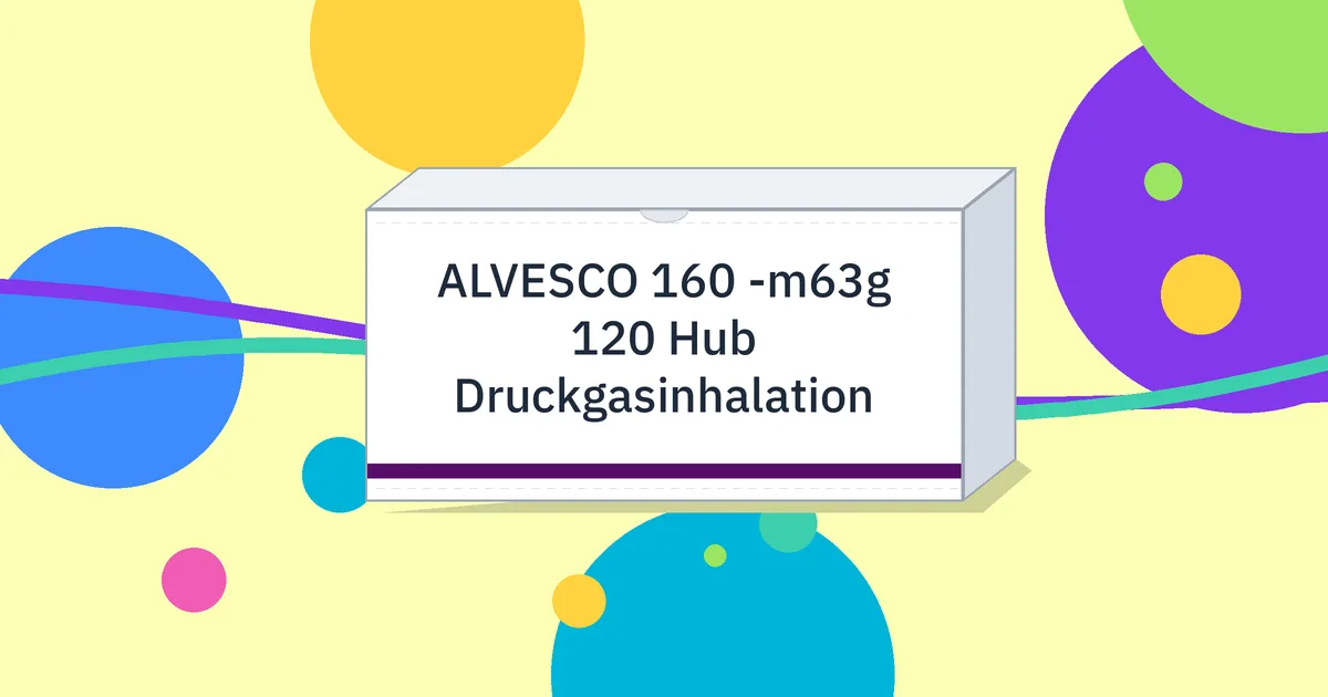 Symbolbild: Packung mit der Aufschrift ALVESCO 160 -m63g 120 Hub Druckgasinhalation (PZN 16812042) – Verfügbarkeit und Bezug in Apotheken in Frankfurt am Main