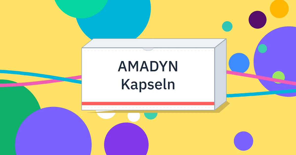 Symbolbild: Packung mit der Aufschrift AMADYN Kapseln (PZN 11285402) – Verfügbarkeit und Bezug in Apotheken in Frankfurt am Main