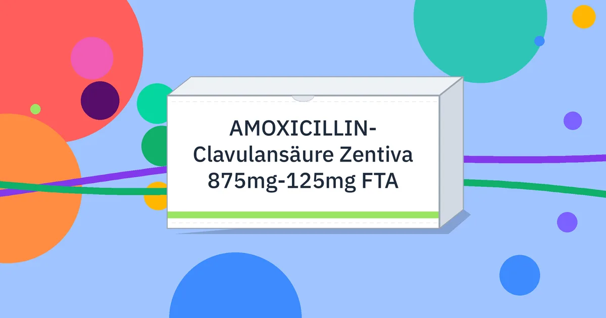 Symbolbild: Packung mit der Aufschrift AMOXICILLIN-Clavulansäure Zentiva 875mg-125mg FTA (PZN 18296432) – Verfügbarkeit und Bezug in Apotheken in Frankfurt am Main