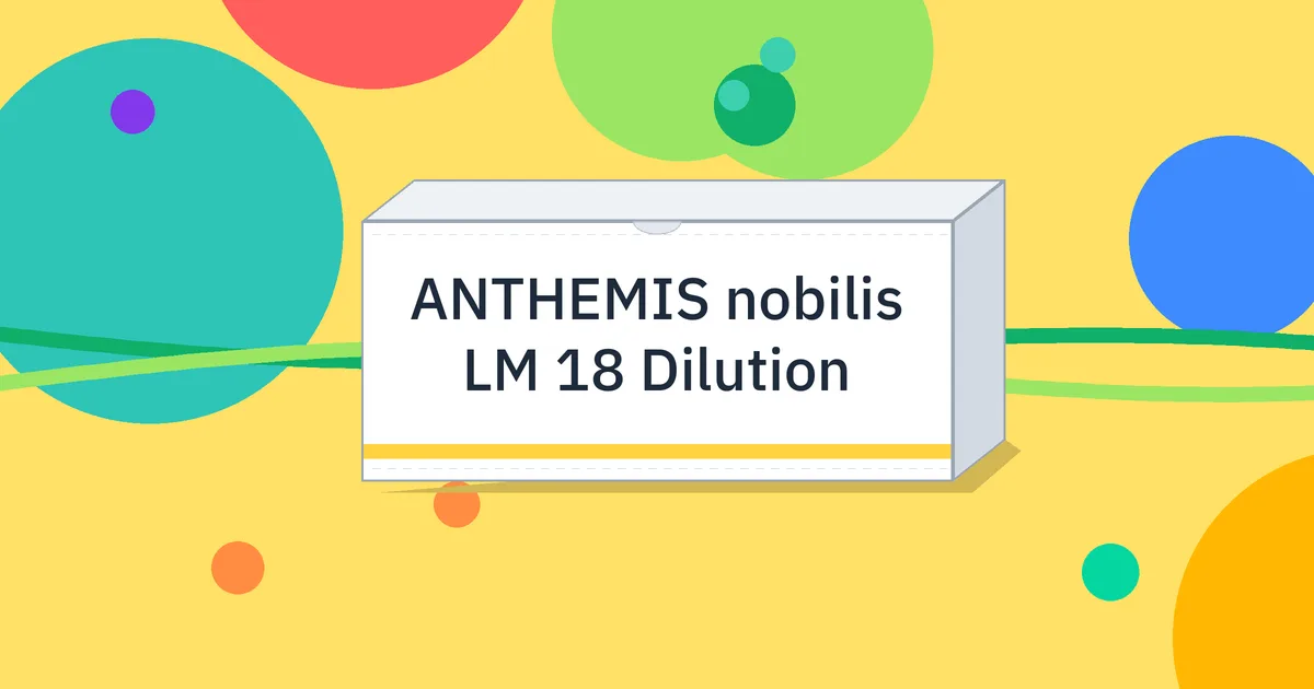 Symbolbild: Packung mit der Aufschrift ANTHEMIS nobilis LM 18 Dilution (PZN 12763418) – Verfügbarkeit und Bezug in Apotheken in Frankfurt am Main