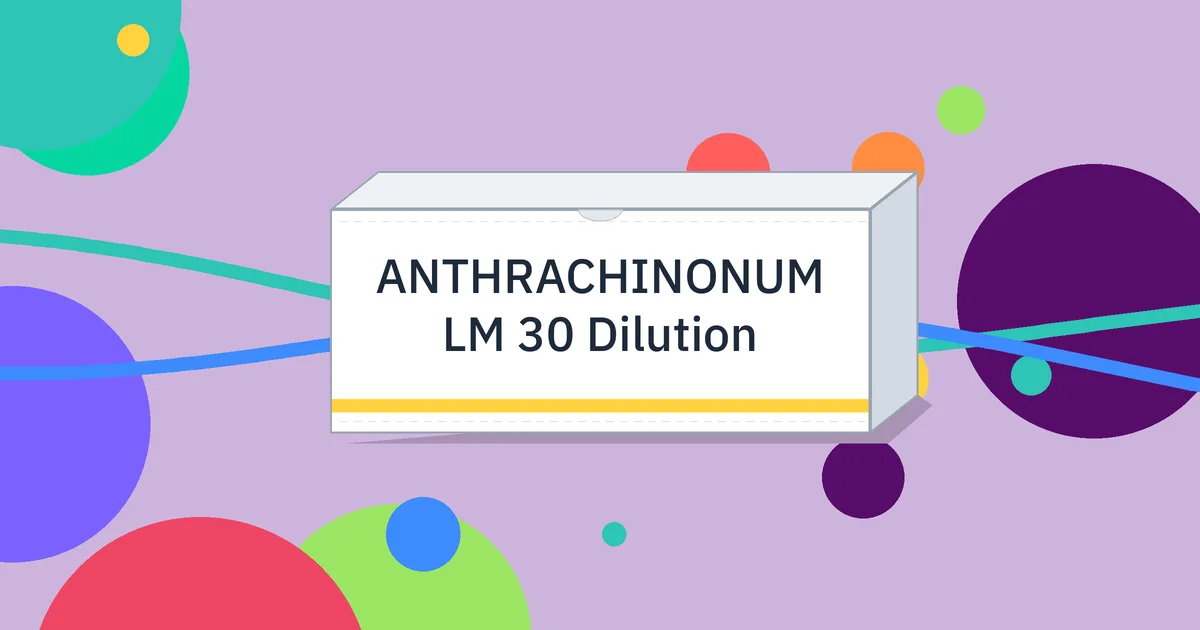 Symbolbild: Packung mit der Aufschrift ANTHRACHINONUM LM 30 Dilution (PZN 13370997) – Verfügbarkeit und Bezug in Apotheken in Frankfurt am Main