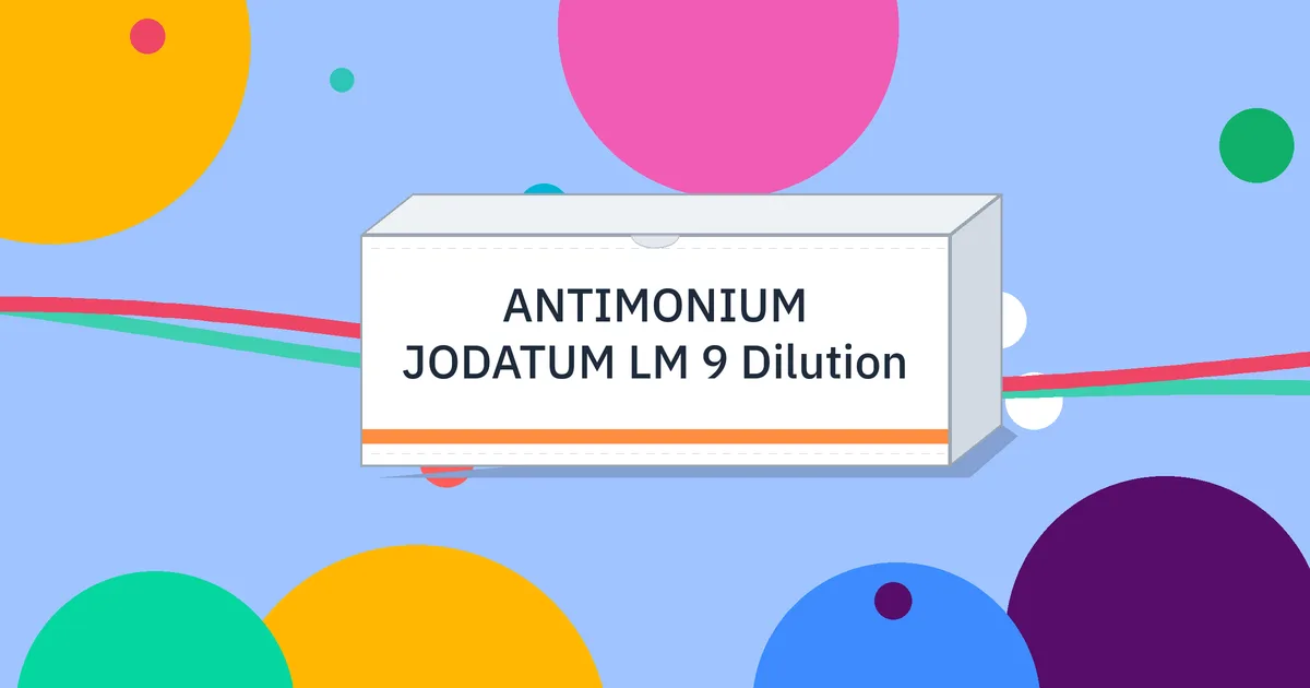 Symbolbild: Packung mit der Aufschrift ANTIMONIUM JODATUM LM 9 Dilution (PZN 12764180) – Verfügbarkeit und Bezug in Apotheken in Frankfurt am Main