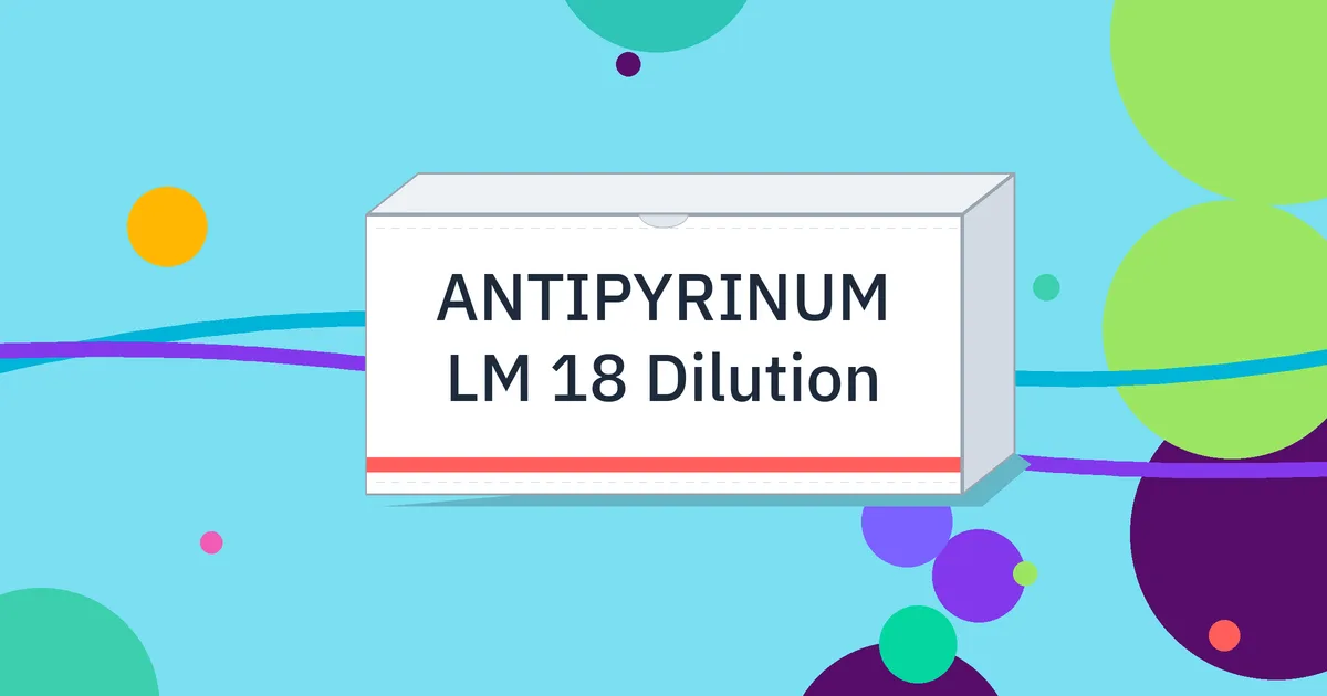 Symbolbild: Packung mit der Aufschrift ANTIPYRINUM LM 18 Dilution (PZN 13376511) – Verfügbarkeit und Bezug in Apotheken in Frankfurt am Main