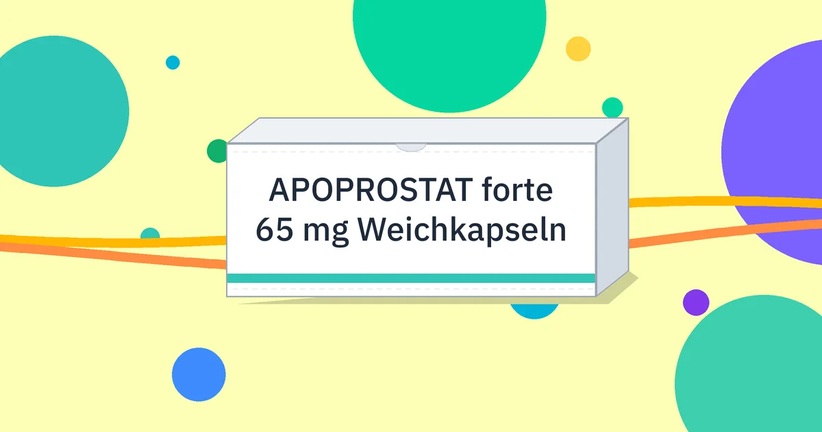 Symbolbild: Packung mit der Aufschrift APOPROSTAT forte 65 mg Weichkapseln (PZN 19436355) – Verfügbarkeit und Bezug in Apotheken in Frankfurt am Main
