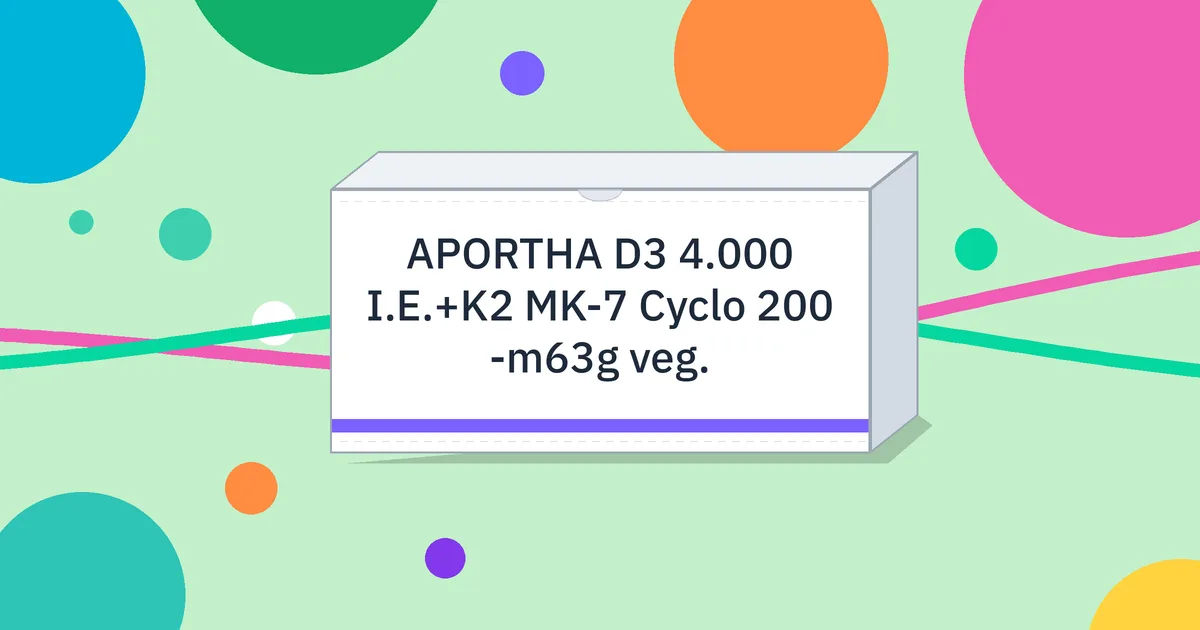 Symbolbild: Packung mit der Aufschrift APORTHA D3 4.000 I.E.+K2 MK-7 Cyclo 200 -m63g veg. (PZN 19906200) – Verfügbarkeit und Bezug in Apotheken in Frankfurt am Main