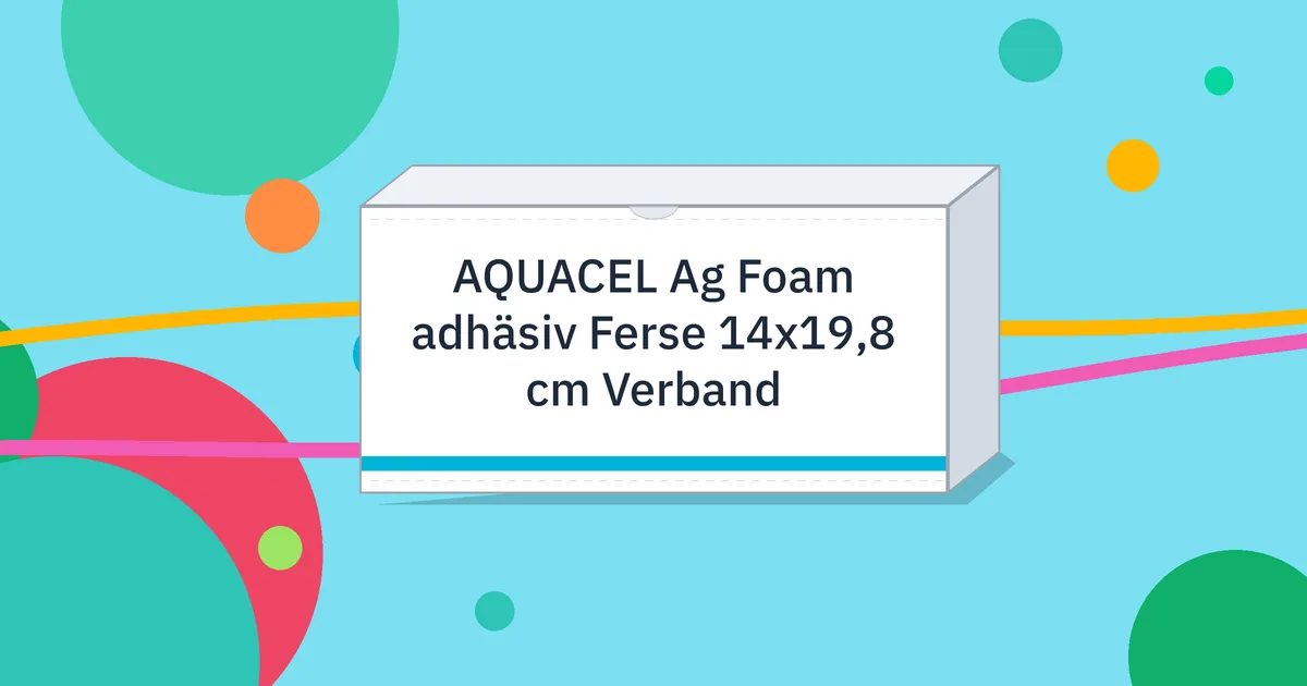 Symbolbild: Packung mit der Aufschrift AQUACEL Ag Foam adhäsiv Ferse 14x19,8 cm Verband (PZN 19433894) – Verfügbarkeit und Bezug in Apotheken in Frankfurt am Main