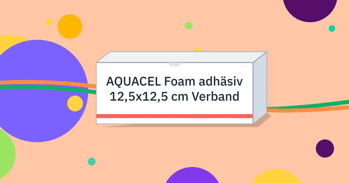 Symbolbild: Packung mit der Aufschrift AQUACEL Foam adhäsiv 12,5x12,5 cm Verband (PZN 10946540) – Verfügbarkeit und Bezug in Apotheken in Frankfurt am Main