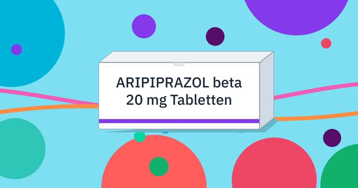 Symbolbild: Packung mit der Aufschrift ARIPIPRAZOL beta 20 mg Tabletten (PZN 10784480) – Verfügbarkeit und Bezug in Apotheken in Frankfurt am Main