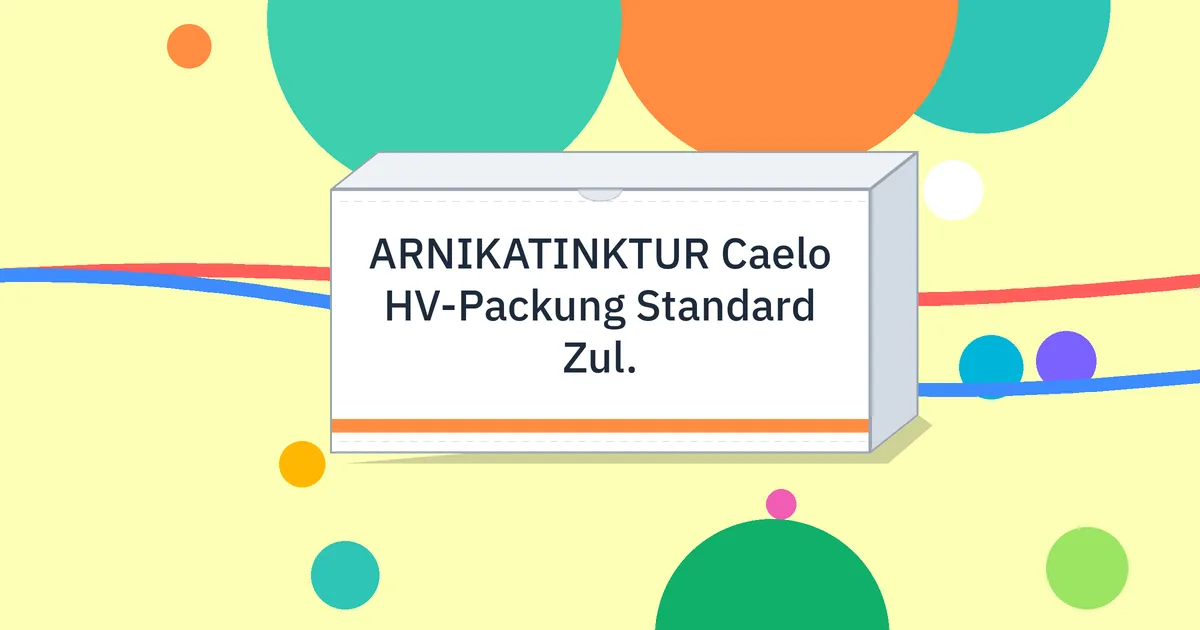 Symbolbild: Packung mit der Aufschrift ARNIKATINKTUR Caelo HV-Packung Standard Zul. (PZN 11094783) – Verfügbarkeit und Bezug in Apotheken in Frankfurt am Main