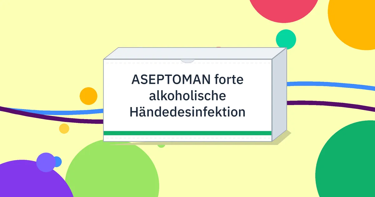 Symbolbild: Packung mit der Aufschrift ASEPTOMAN forte alkoholische Händedesinfektion (PZN 15190578) – Verfügbarkeit und Bezug in Apotheken in Frankfurt am Main
