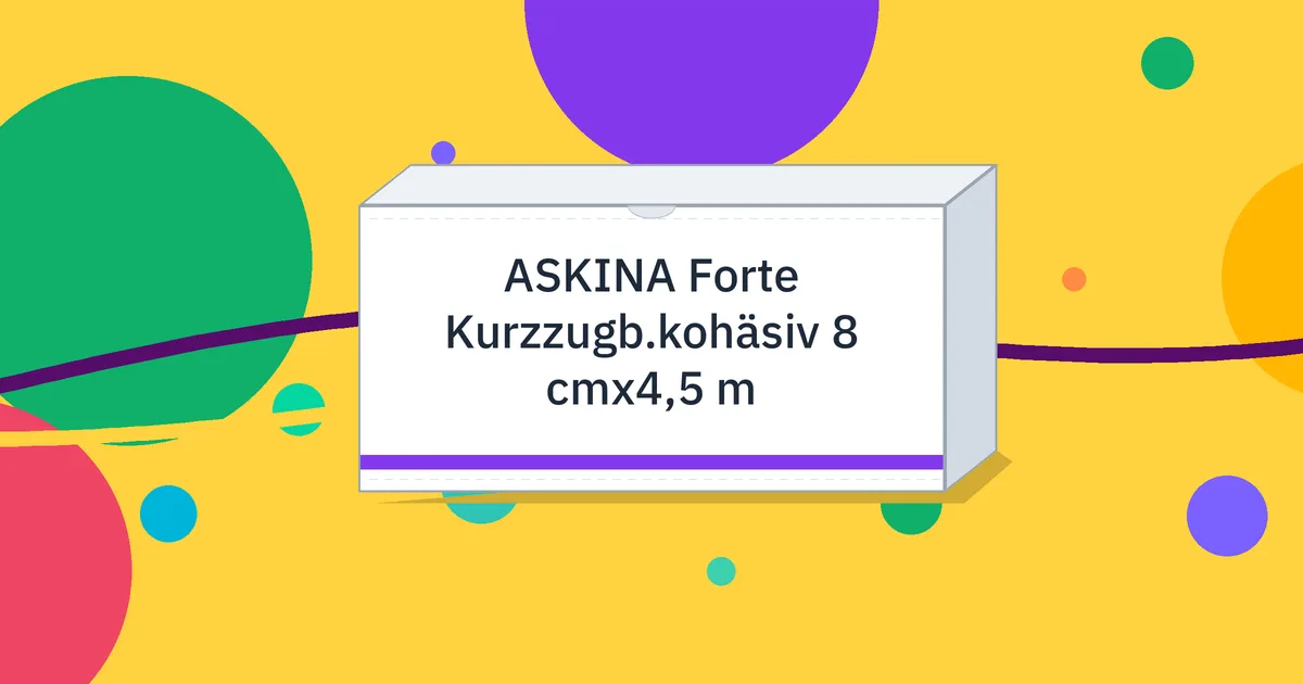 Symbolbild: Packung mit der Aufschrift ASKINA Forte Kurzzugb.kohäsiv 8 cmx4,5 m (PZN 16001639) – Verfügbarkeit und Bezug in Apotheken in Frankfurt am Main