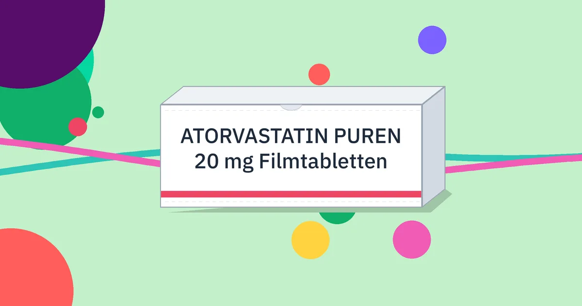 Symbolbild: Packung mit der Aufschrift ATORVASTATIN PUREN 20 mg Filmtabletten (PZN 11297322) – Verfügbarkeit und Bezug in Apotheken in Frankfurt am Main