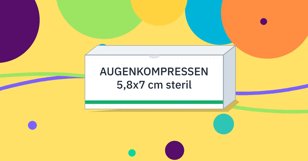 Symbolbild: Packung mit der Aufschrift AUGENKOMPRESSEN 5,8x7 cm steril (PZN 07218104) – Verfügbarkeit und Bezug in Apotheken in Frankfurt am Main