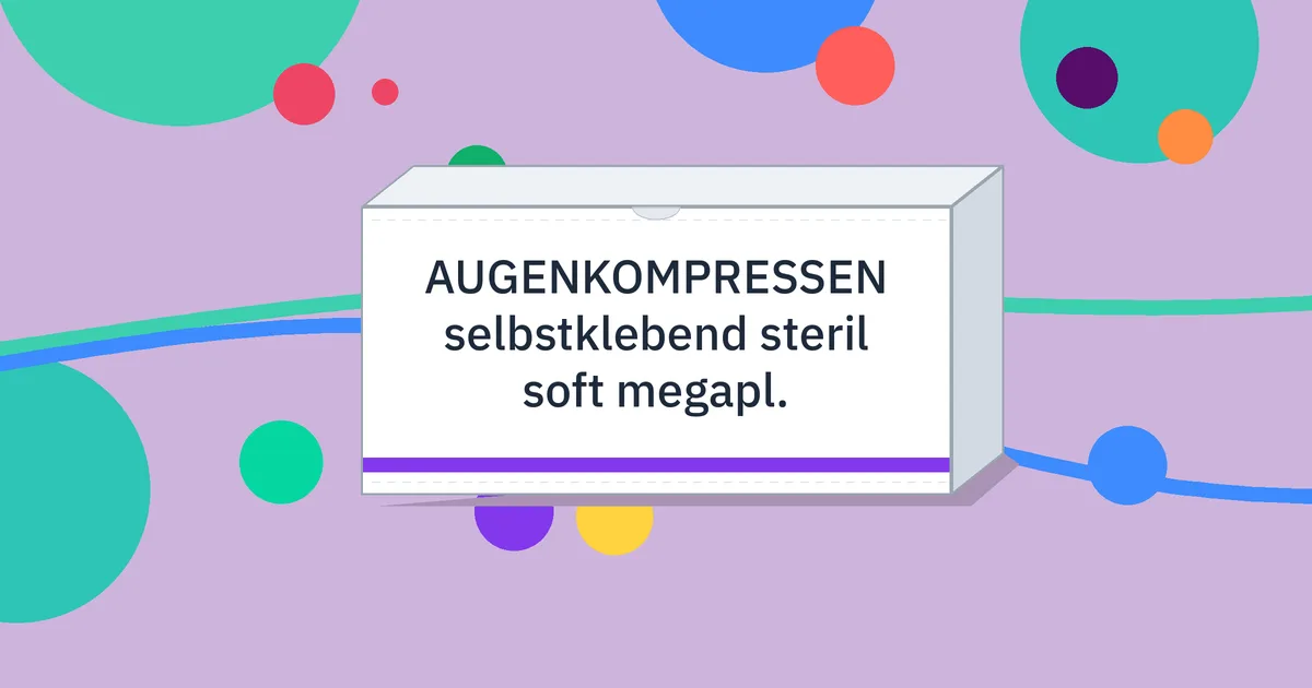 Symbolbild: Packung mit der Aufschrift AUGENKOMPRESSEN selbstklebend steril soft megapl. (PZN 16500354) – Verfügbarkeit und Bezug in Apotheken in Frankfurt am Main