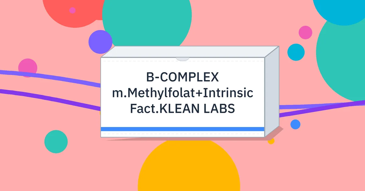 Symbolbild: Packung mit der Aufschrift B-COMPLEX m.Methylfolat+Intrinsic Fact.KLEAN LABS (PZN 18244352) – Verfügbarkeit und Bezug in Apotheken in Frankfurt am Main