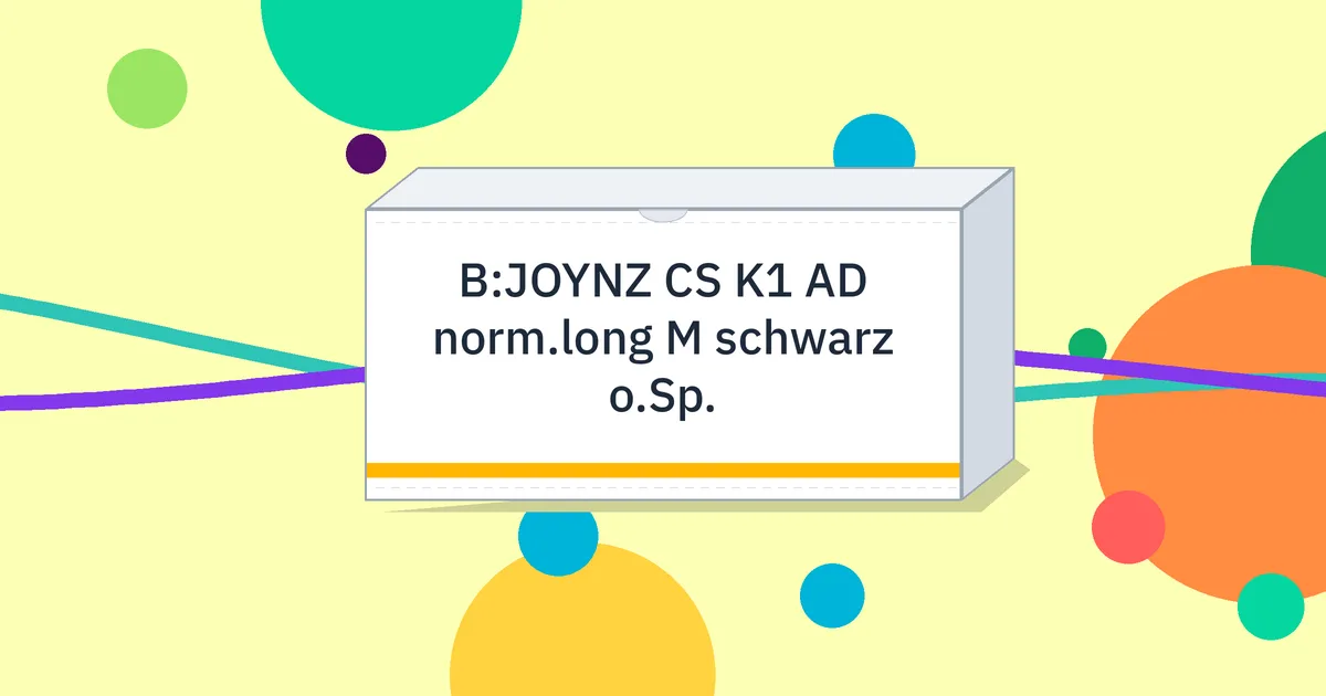 Symbolbild: Packung mit der Aufschrift B:JOYNZ CS K1 AD norm.long M schwarz o.Sp. (PZN 20524917) – Verfügbarkeit und Bezug in Apotheken in Frankfurt am Main