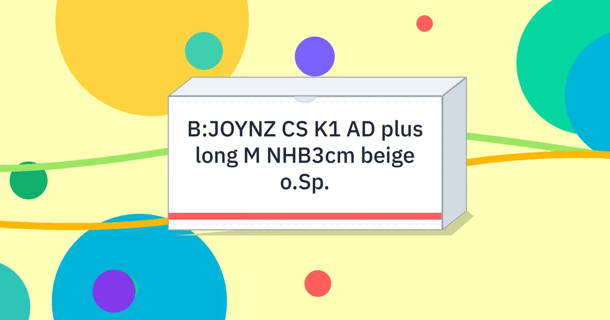 Symbolbild: Packung mit der Aufschrift B:JOYNZ CS K1 AD plus long M NHB3cm beige o.Sp. (PZN 20526508) – Verfügbarkeit und Bezug in Apotheken in Frankfurt am Main