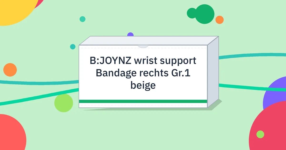 Symbolbild: Packung mit der Aufschrift B:JOYNZ wrist support Bandage rechts Gr.1 beige (PZN 20522634) – Verfügbarkeit und Bezug in Apotheken in Frankfurt am Main