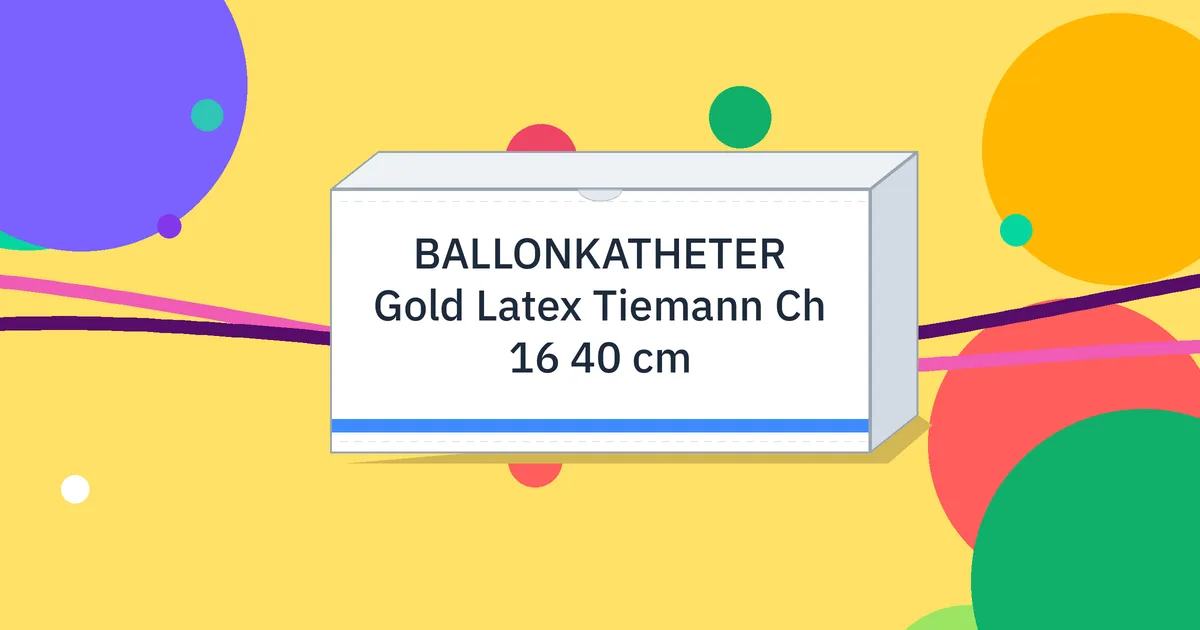 Symbolbild: Packung mit der Aufschrift BALLONKATHETER Gold Latex Tiemann Ch 16 40 cm (PZN 05141900) – Verfügbarkeit und Bezug in Apotheken in Frankfurt am Main