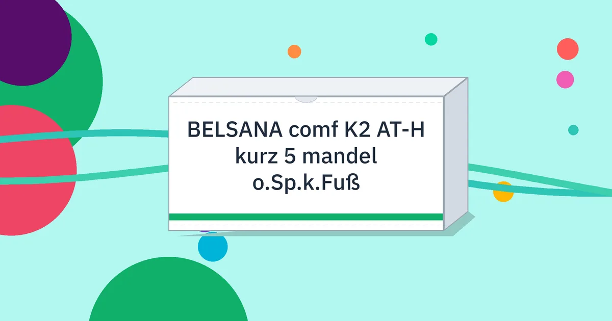 Symbolbild: Packung mit der Aufschrift BELSANA comf K2 AT-H kurz 5 mandel o.Sp.k.Fuß (PZN 12331073) – Verfügbarkeit und Bezug in Apotheken in Frankfurt am Main