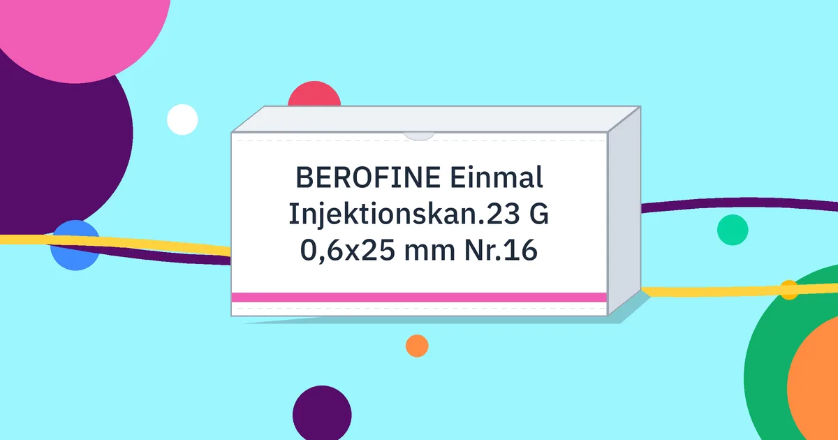 Symbolbild: Packung mit der Aufschrift BEROFINE Einmal Injektionskan.23 G 0,6x25 mm Nr.16 (PZN 17558887) – Verfügbarkeit und Bezug in Apotheken in Frankfurt am Main