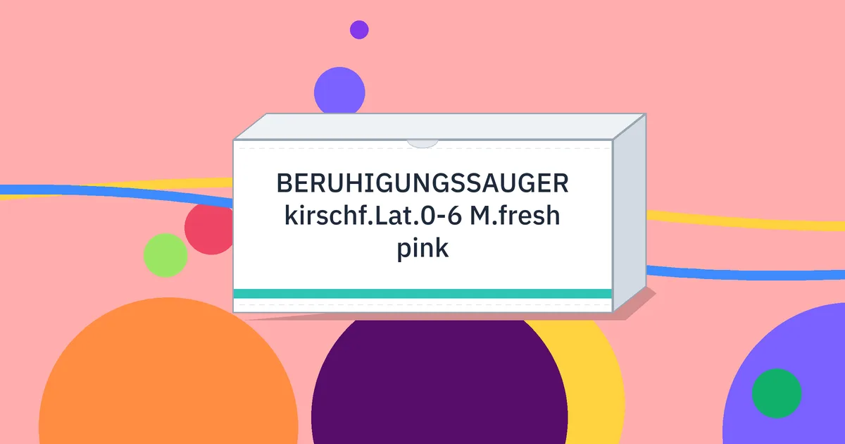 Symbolbild: Packung mit der Aufschrift BERUHIGUNGSSAUGER kirschf.Lat.0-6 M.fresh pink (PZN 16840475) – Verfügbarkeit und Bezug in Apotheken in Frankfurt am Main