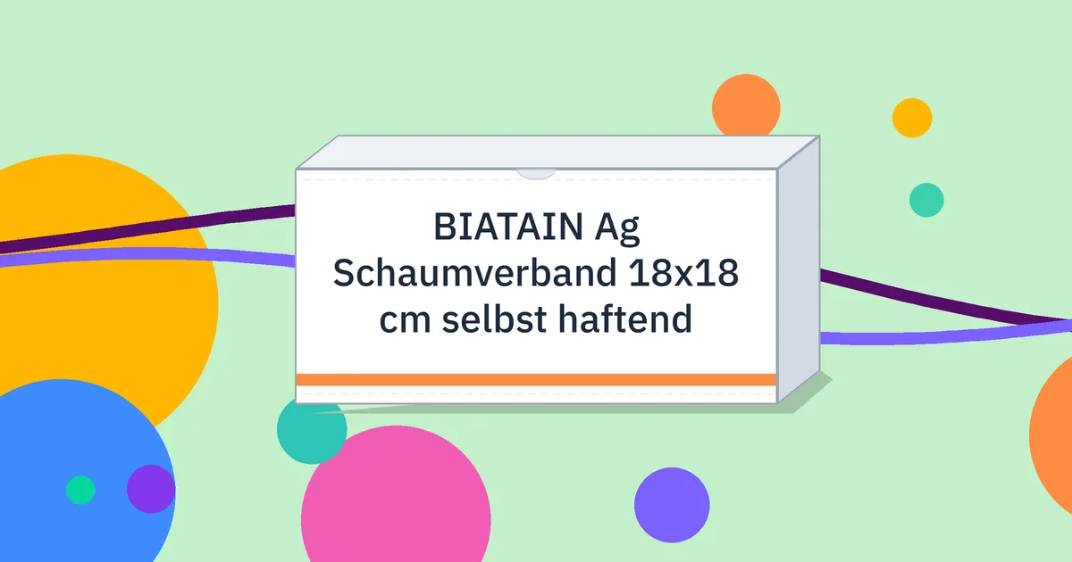 Symbolbild: Packung mit der Aufschrift BIATAIN Ag Schaumverband 18x18 cm selbst haftend (PZN 18125587) – Verfügbarkeit und Bezug in Apotheken in Frankfurt am Main