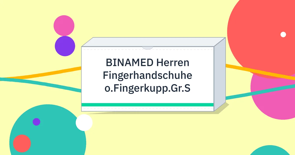 Symbolbild: Packung mit der Aufschrift BINAMED Herren Fingerhandschuhe o.Fingerkupp.Gr.S (PZN 05379033) – Verfügbarkeit und Bezug in Apotheken in Frankfurt am Main
