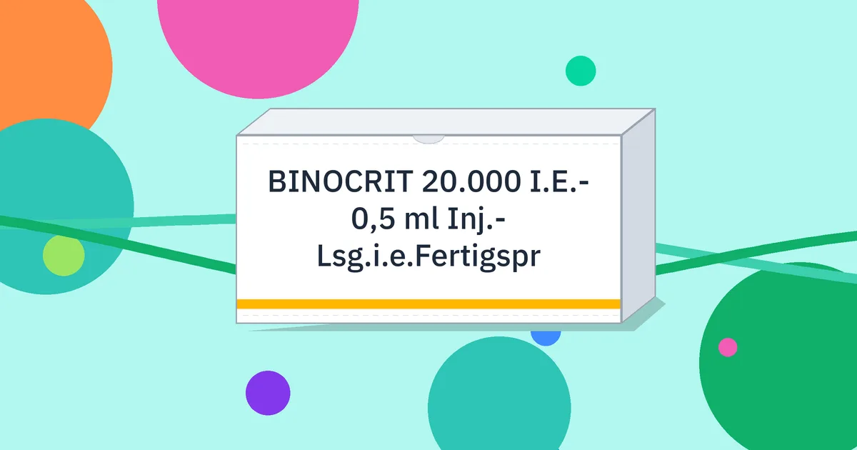 Symbolbild: Packung mit der Aufschrift BINOCRIT 20.000 I.E.-0,5 ml Inj.-Lsg.i.e.Fertigspr (PZN 19953010) – Verfügbarkeit und Bezug in Apotheken in Frankfurt am Main