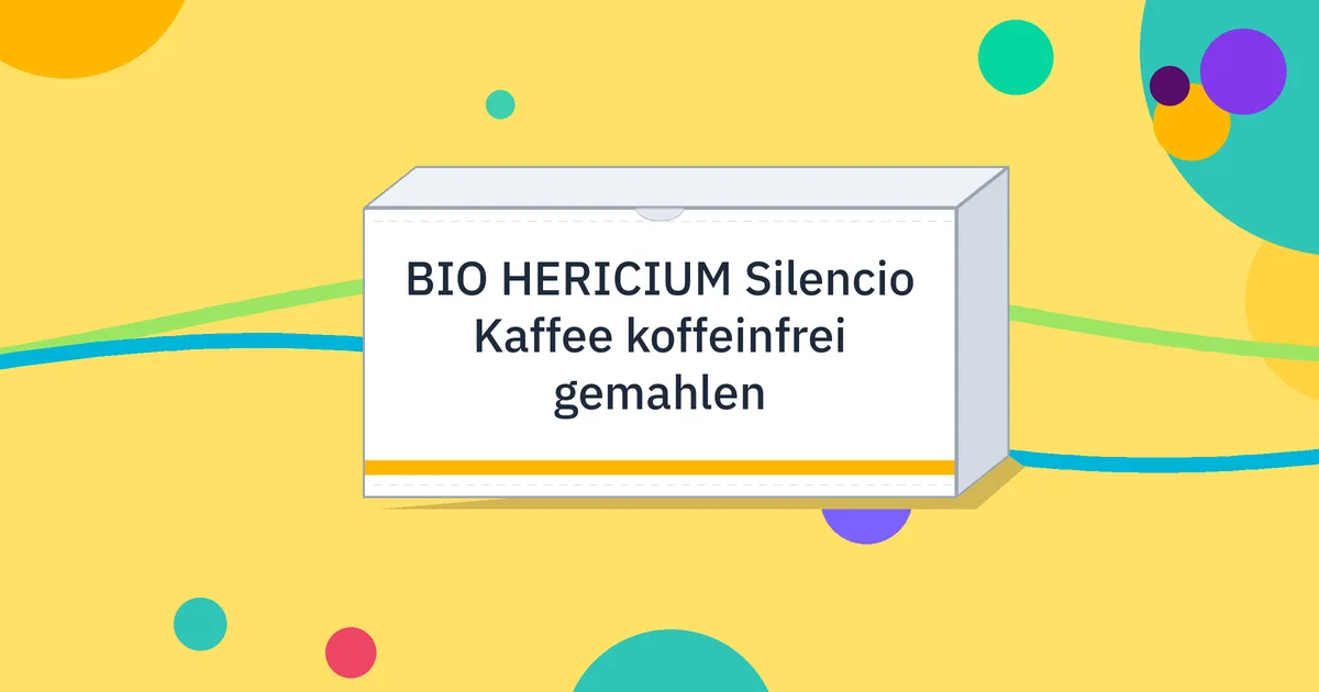 Symbolbild: Packung mit der Aufschrift BIO HERICIUM Silencio Kaffee koffeinfrei gemahlen (PZN 14299623) – Verfügbarkeit und Bezug in Apotheken in Frankfurt am Main