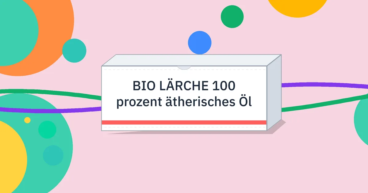 Symbolbild: Packung mit der Aufschrift BIO LÄRCHE 100 prozent ätherisches Öl (PZN 18073703) – Verfügbarkeit und Bezug in Apotheken in Frankfurt am Main