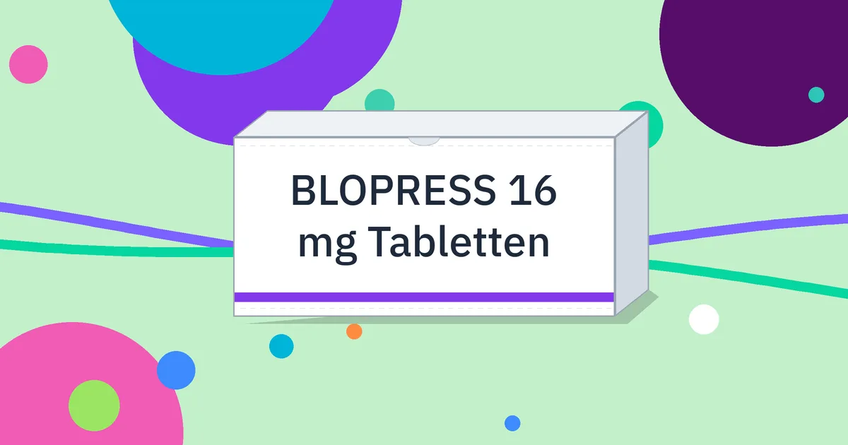 Symbolbild: Packung mit der Aufschrift BLOPRESS 16 mg Tabletten (PZN 17185297) – Verfügbarkeit und Bezug in Apotheken in Frankfurt am Main