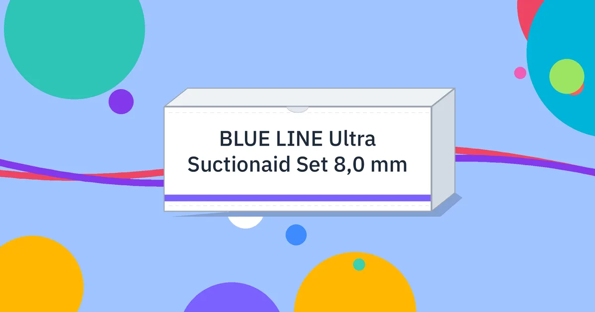 Symbolbild: Packung mit der Aufschrift BLUE LINE Ultra Suctionaid Set 8,0 mm (PZN 02189668) – Verfügbarkeit und Bezug in Apotheken in Frankfurt am Main