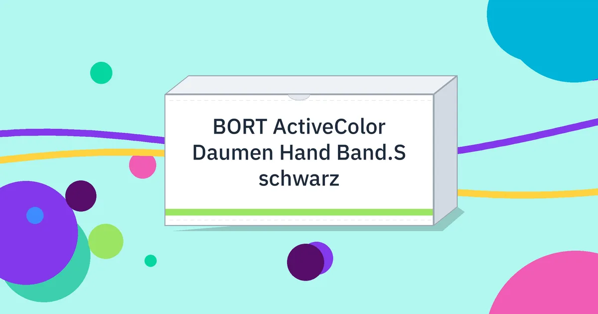 Symbolbild: Packung mit der Aufschrift BORT ActiveColor Daumen Hand Band.S schwarz (PZN 05873603) – Verfügbarkeit und Bezug in Apotheken in Frankfurt am Main