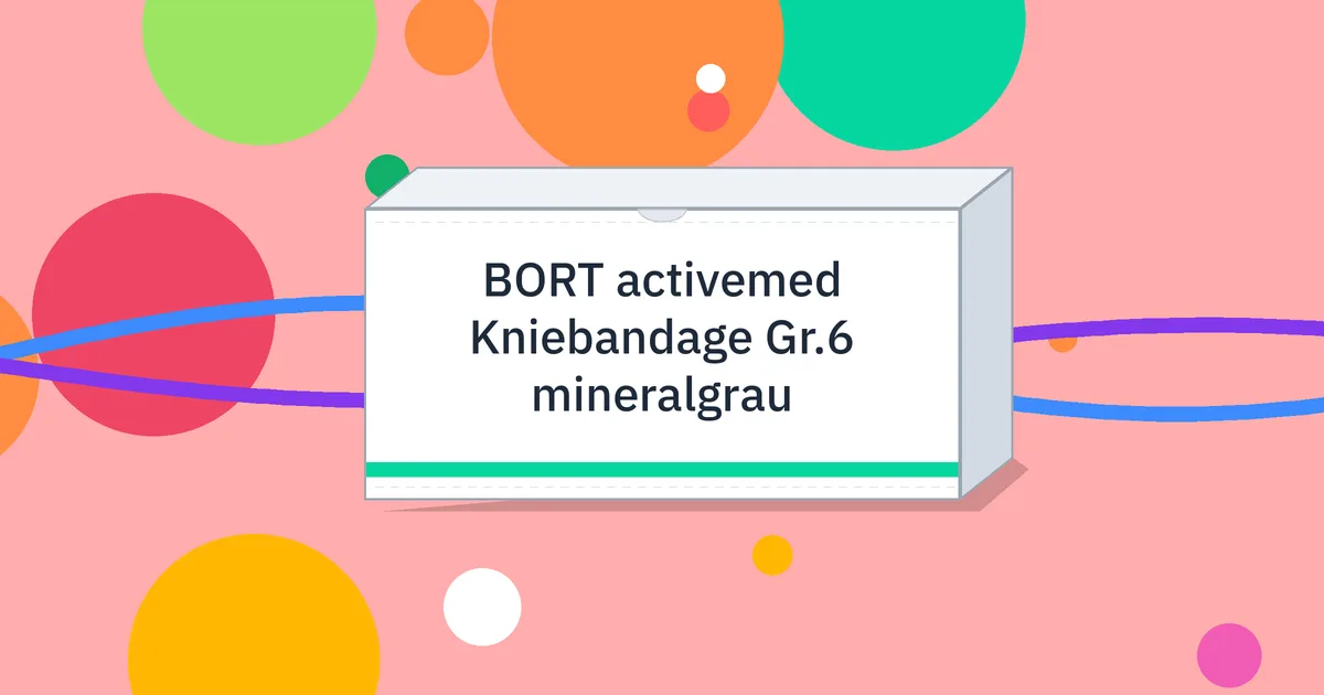 Symbolbild: Packung mit der Aufschrift BORT activemed Kniebandage Gr.6 mineralgrau (PZN 15258891) – Verfügbarkeit und Bezug in Apotheken in Frankfurt am Main