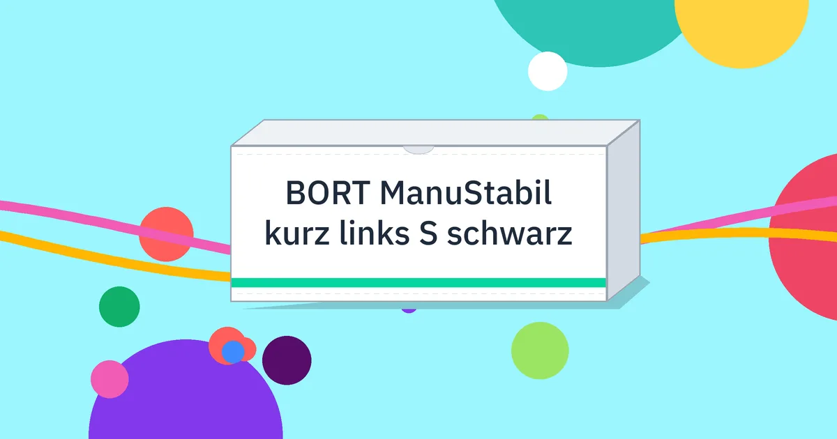 Symbolbild: Packung mit der Aufschrift BORT ManuStabil kurz links S schwarz (PZN 05539867) – Verfügbarkeit und Bezug in Apotheken in Frankfurt am Main